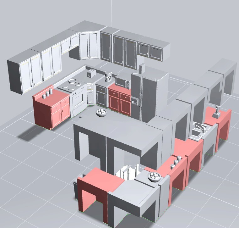 HO Scale Kitchen Cabinets Lot Refrigerator Sink Toaster Microwave ...