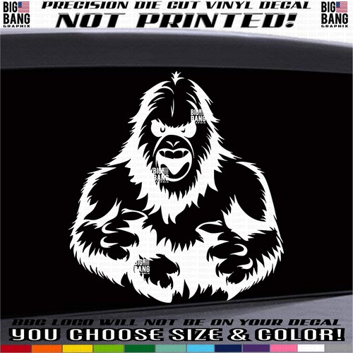 Bigfoot Yeti Sasquatch Vinyl Decal Sticker Snarling Growling Mean Mad ...