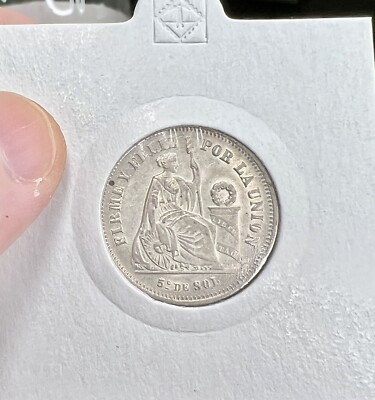 1/5 Sol 1874 Y.J Peru Silver Coin KM# 191 Uncirculated | eBay