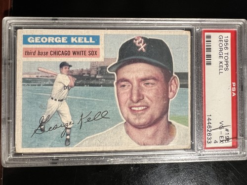 1956 TOPPS BASEBALL CARD #195 GEORGE KELL PSA 4 "CRACKED CASE" SEE PICS ...