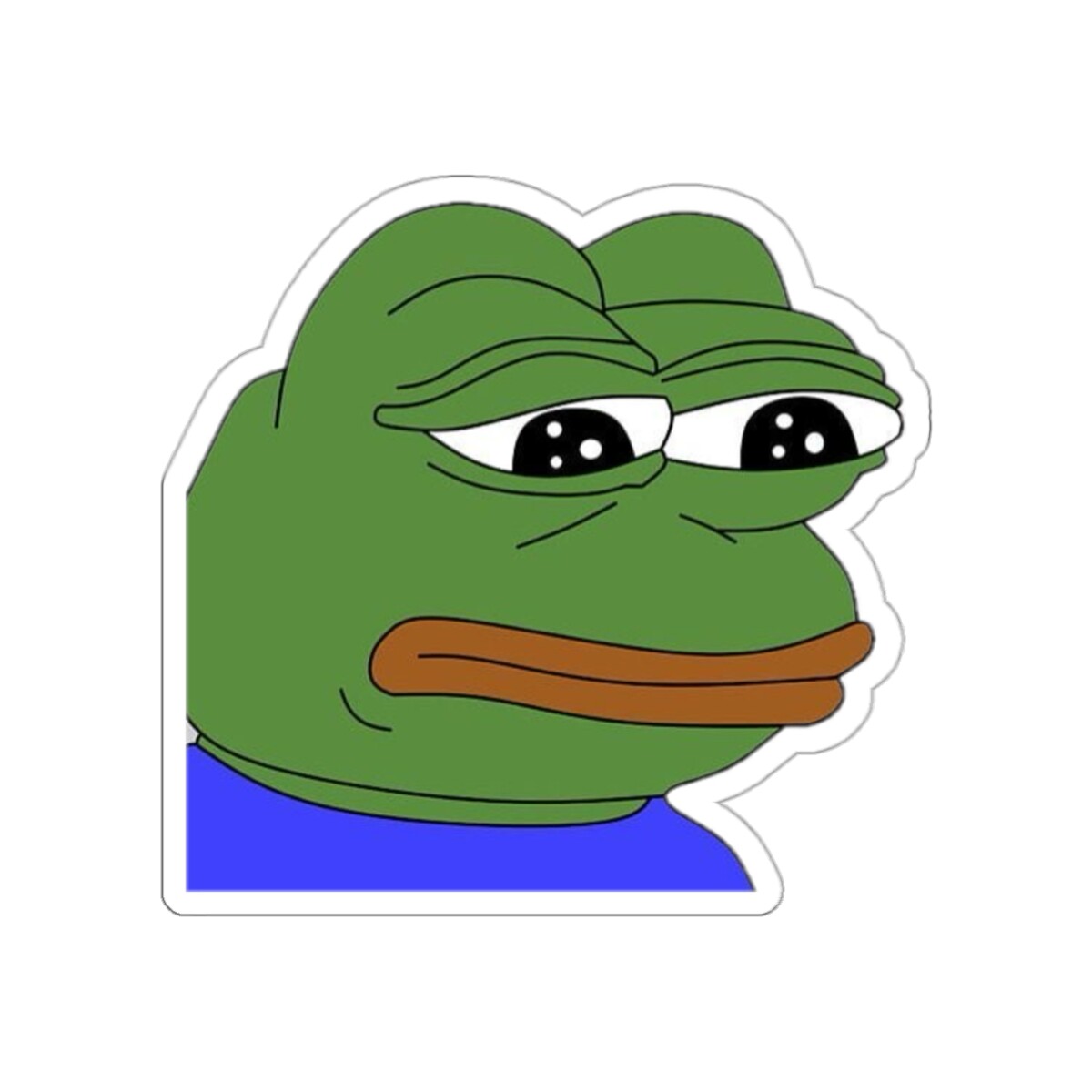 Sad Pepe Frog Funny Prank Comedy Meme Social Media Kiss-Cut Sticker ...