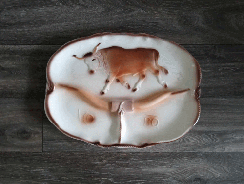 Lane & Co. Van Nuys California Pottery Platter T-39 Longhorn Cattle ...