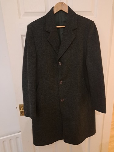 CROMBIE COAT UK 38 Wool Charcoal Grey Overcoat Jacket Jermyn Street ...