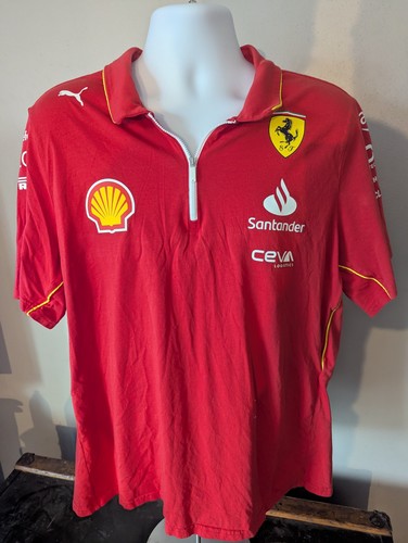 Puma Scuderia Ferrari F1 Racing Shirt Team Polo Red Shell Santander ...