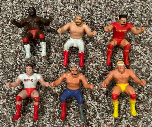 *VINTAGE WWF* Wrestling Figures **LOT OF 6** Thumb Wrestlers *FINGER ...