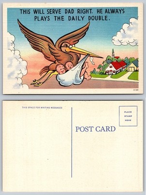 Stork Twins Dad Daily Double Humor Postcard | eBay
