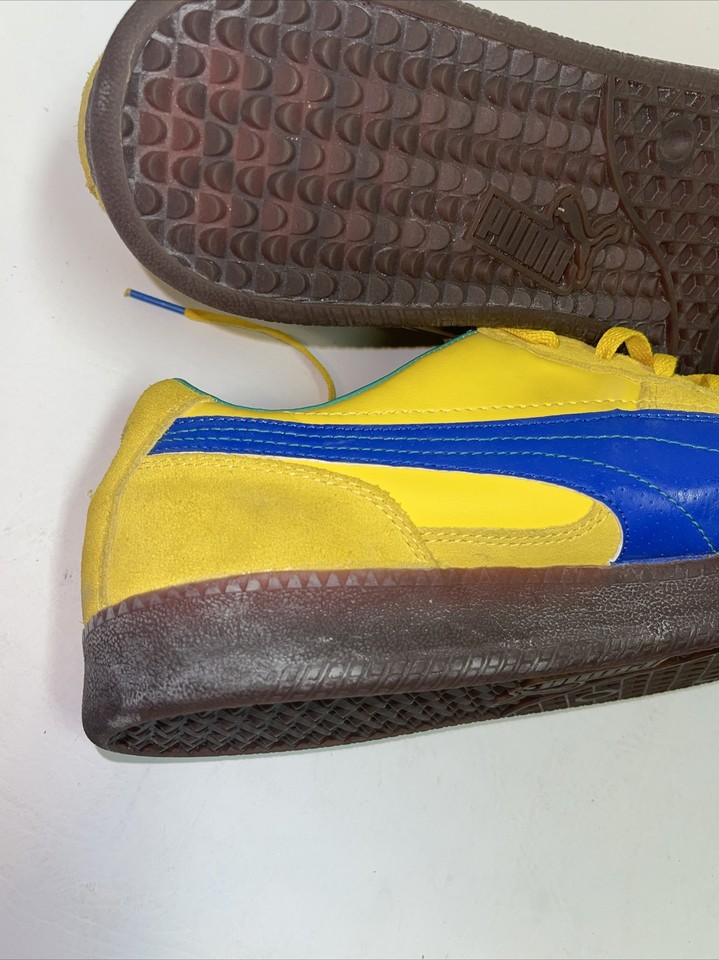Vintage Yellow Puma Shoes With Blue And Green Stripes. RARE | eBay
