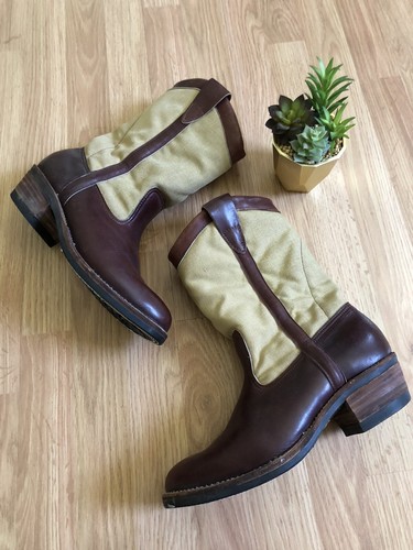 DANNER Quabaug Vibram Leather Canvas Cowboy Western Brown/Tan Boots Men ...