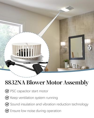 Upgraded 8832NA 8832N Motor, Blower Motor Assembly Fit for NuTone/Broan ...