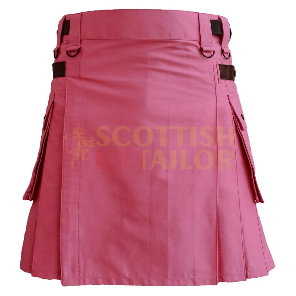 Handmade Pink Utility Kilt Leather Straps Utility Kilt & Custom Size ...