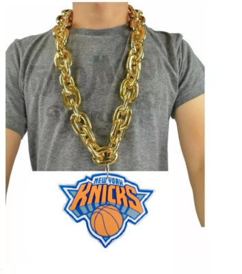 New NBA NEW YORK KNICKS BIG GOLD Fan Chain Necklace 3D Foam | eBay