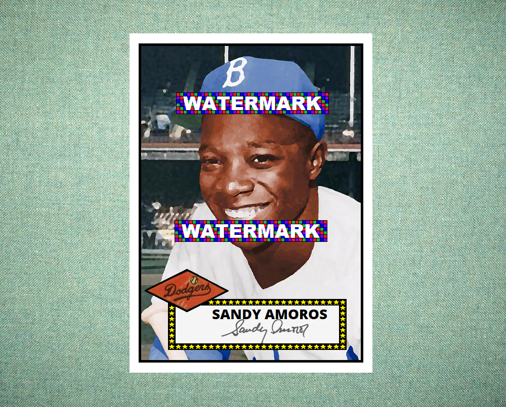 Sandy Amoros Brooklyn Dodgers 1952 Style Custom Baseball Art Card | eBay