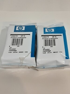 LOT OF 2 GENUINE HP 75 TRI-COLOR INK EXPIRED 2010/2009 | eBay