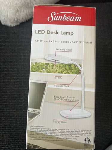 NEW! Sunbeam LED Desk Lamp - 3 settings - White Soft Touch Finish | eBay