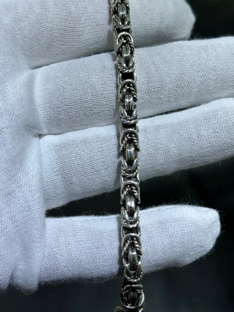 Sterling Silver Hand Made Unique Byzantine Design Link Bracelet Double ...