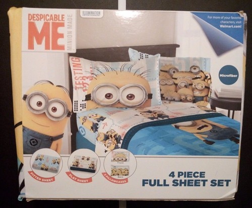 Despicable Me Minion Made 4 Piece Full Sheet Set Fitted Play Sheet ...