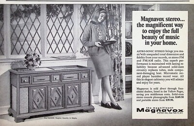 VINTAGE 1960s Print Ad ~ Magnavox Stereo ~ The magnificent way to enjoy ...