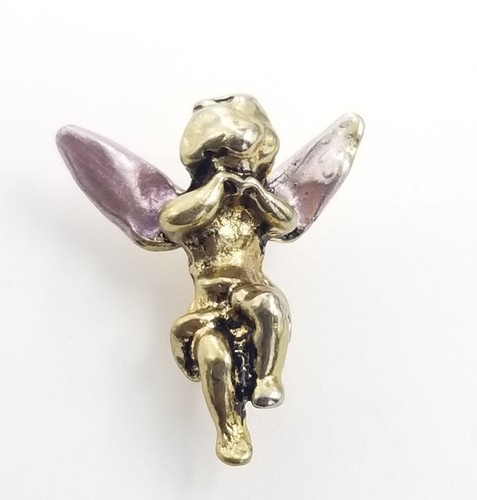 VTG Crying Cherub Angel Fairy Purple Wings Gold Tone Enamel Pin Tie ...