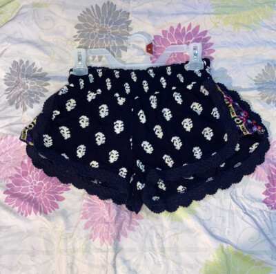 Patrons of Peace Flowing Lace Beach Shorts Size Small Navy Blue With ...