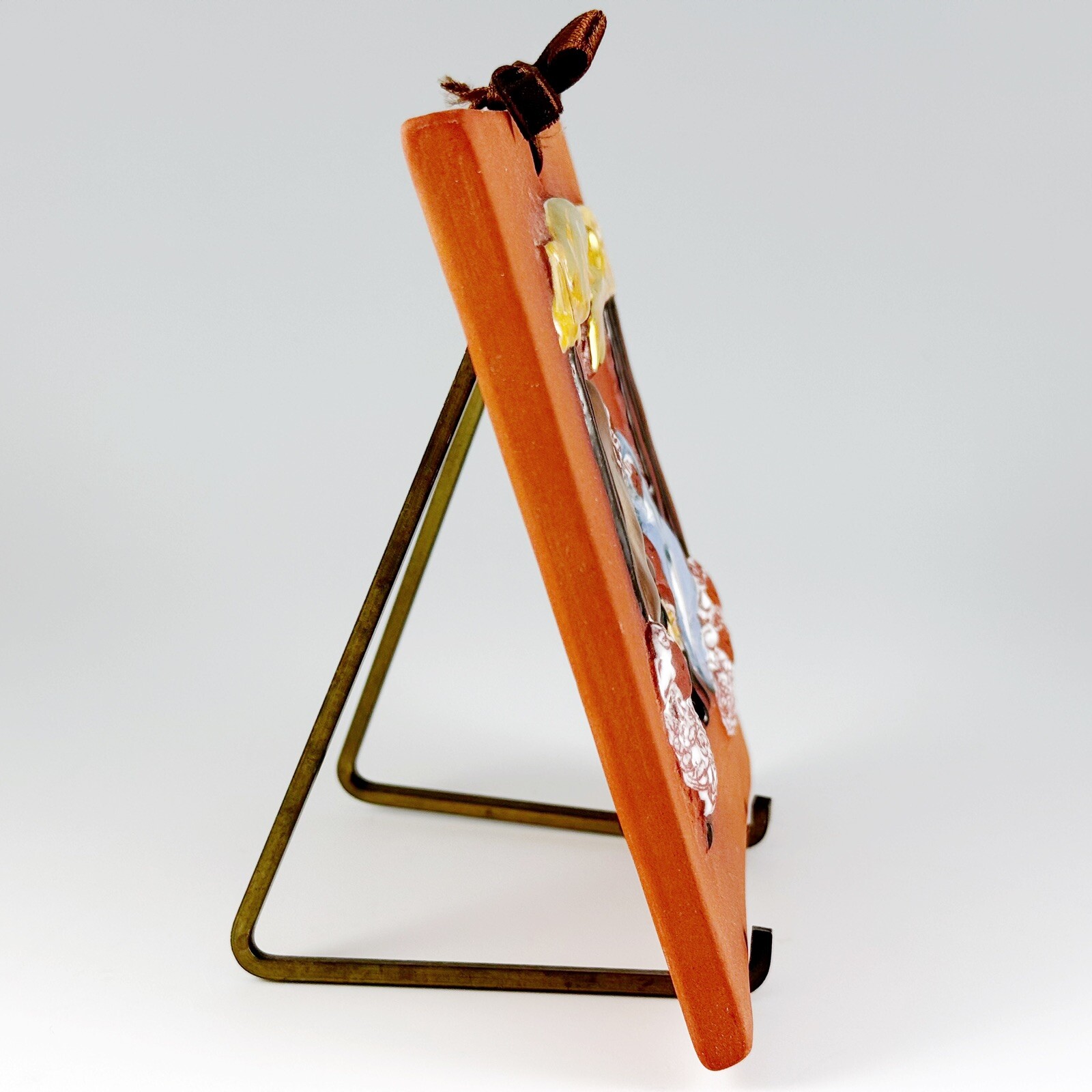 Handmade Pottery Christmas Nativity Redware Tile Mary Joseph Jesus ...