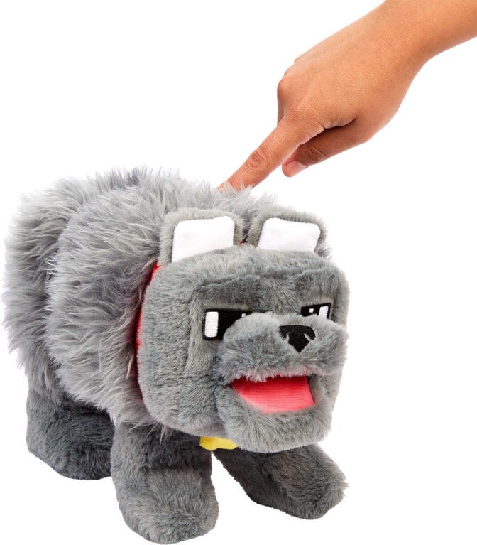 Mattel Minecraft Dennis the Wolf Interactive Plush Toy with Sounds ...