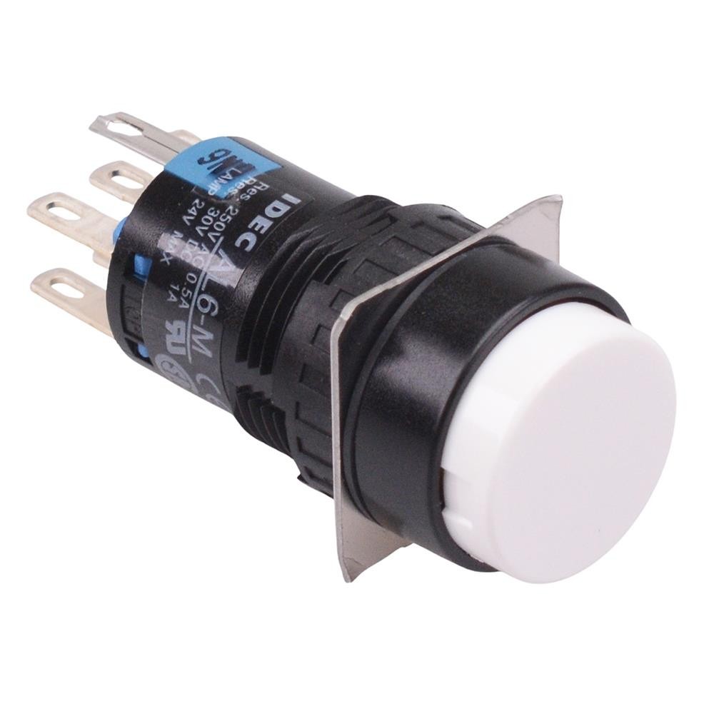 AB6M-M2PWC White 16mm Momentary Round Push Button Switch IP65 DPDT | eBay