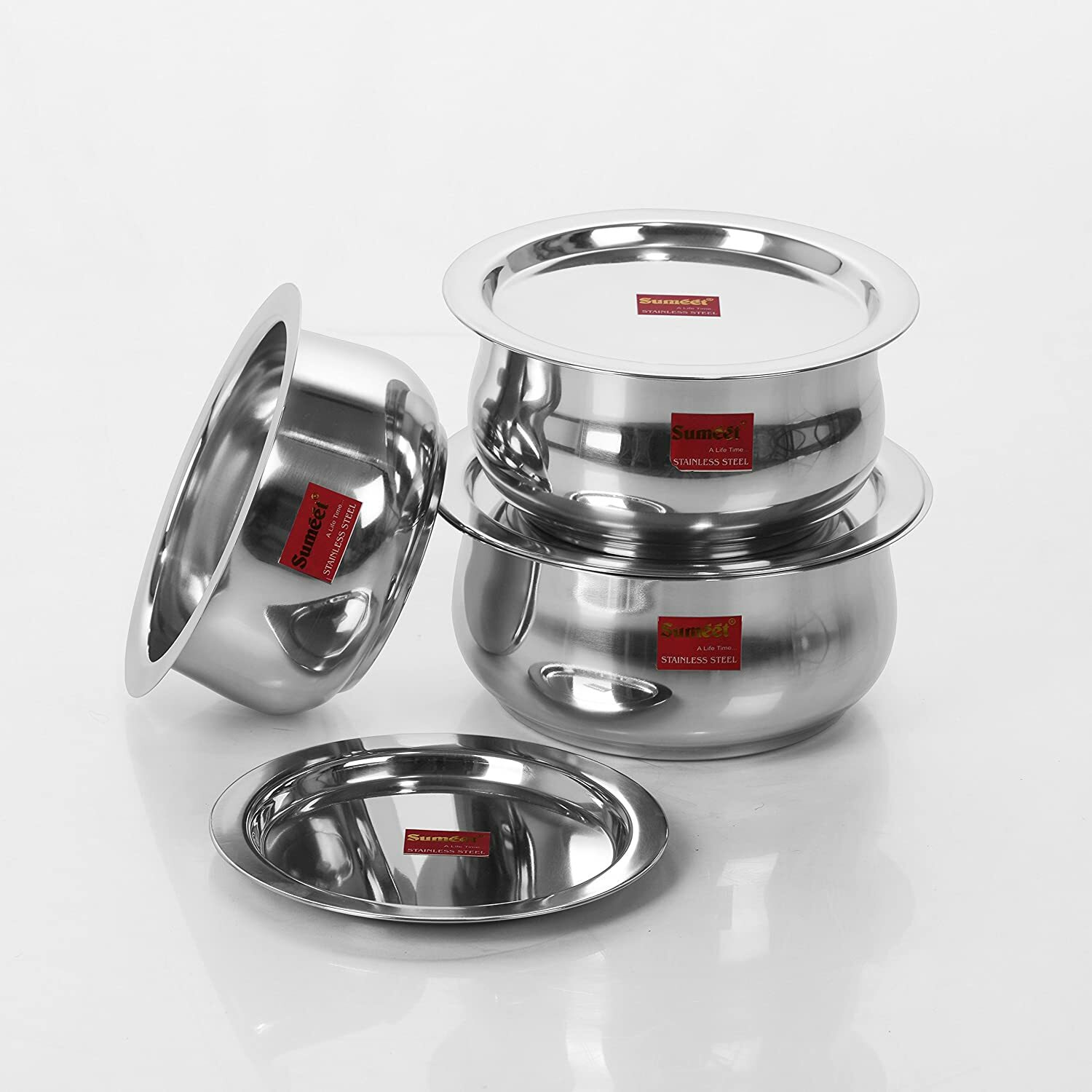 Stainless Steel Cookware Set With Lid- Pack of 3 Pieces | eBay
