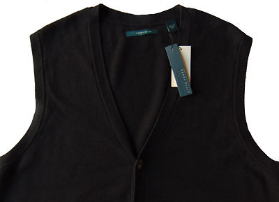 Men's PERRY ELLIS Black Cotton + Cardigan Sweater Vest 2XLT 2XT 2LT ...