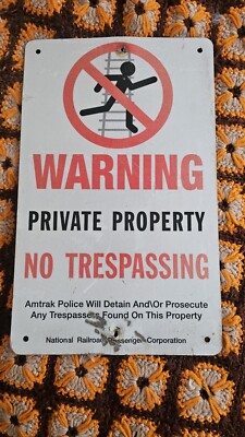 Vintage Amtrak Private Property Sign Train NRPC Rare .Amtrak Police | eBay