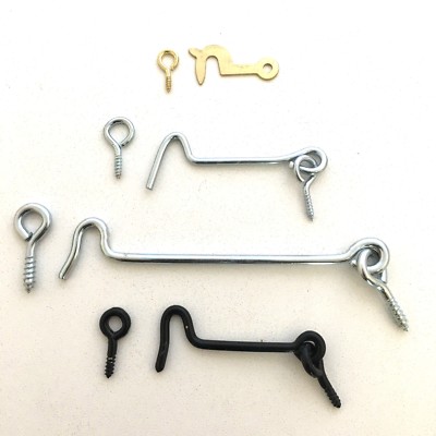 10 X Wire Gate Hooks & Eyes - Side Hooks & Eyes - Zinc- Brassed and ...