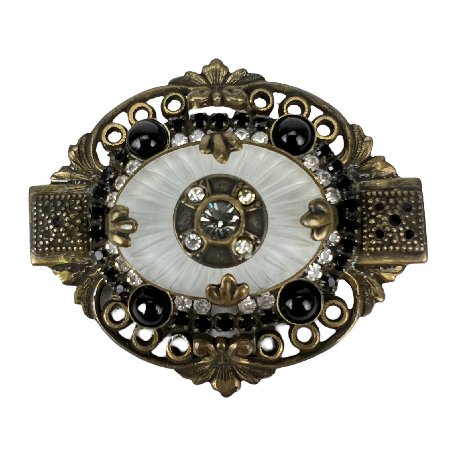 Vintage Signed SORRELLI Art Deco Style BROOCH PIN Black Cabochon ...