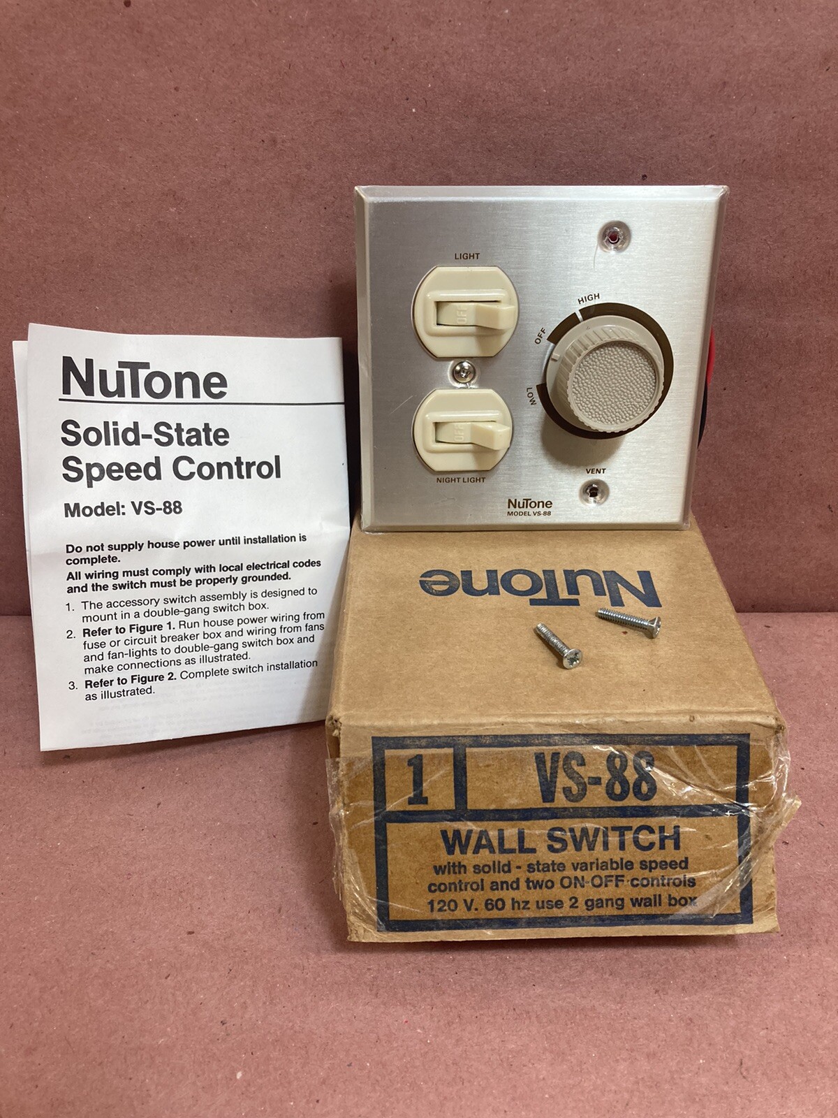 Nutone VS-88 Speed Control With Two On/Off Switches for sale online | eBay