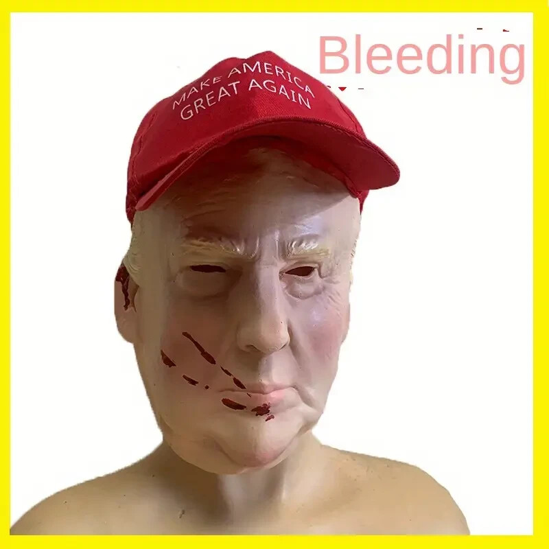 Donald Trump HALLOWEEN Latex Mask Bloody Ear MAGA President Costume ...