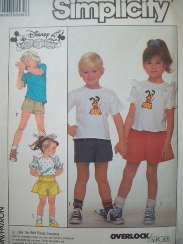 Vintage Simplicity Pattern 8651 Disney Pluto Shorts Culottes Top Cut ...