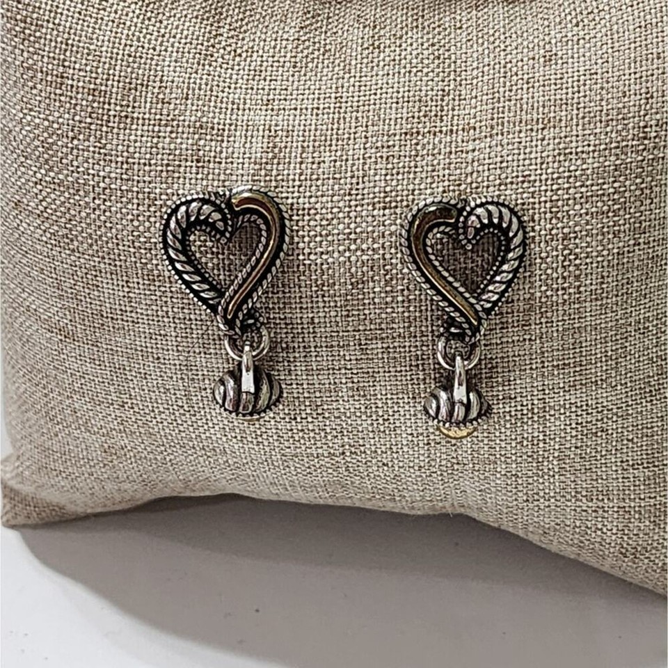 Brighton filigree silver plated Mixed Metals Heart dangle drop earrings ...