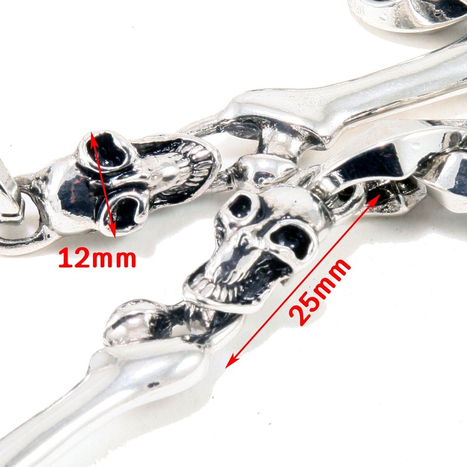 Skull & Bone EMO Biker Trucker Key Jean Wallet Chain (28") Silver CS85 ...