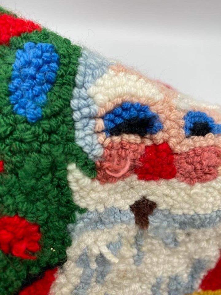 Hook And Loop Christmas Stocking Vintage Rug Decor Santa Claus Toys | eBay