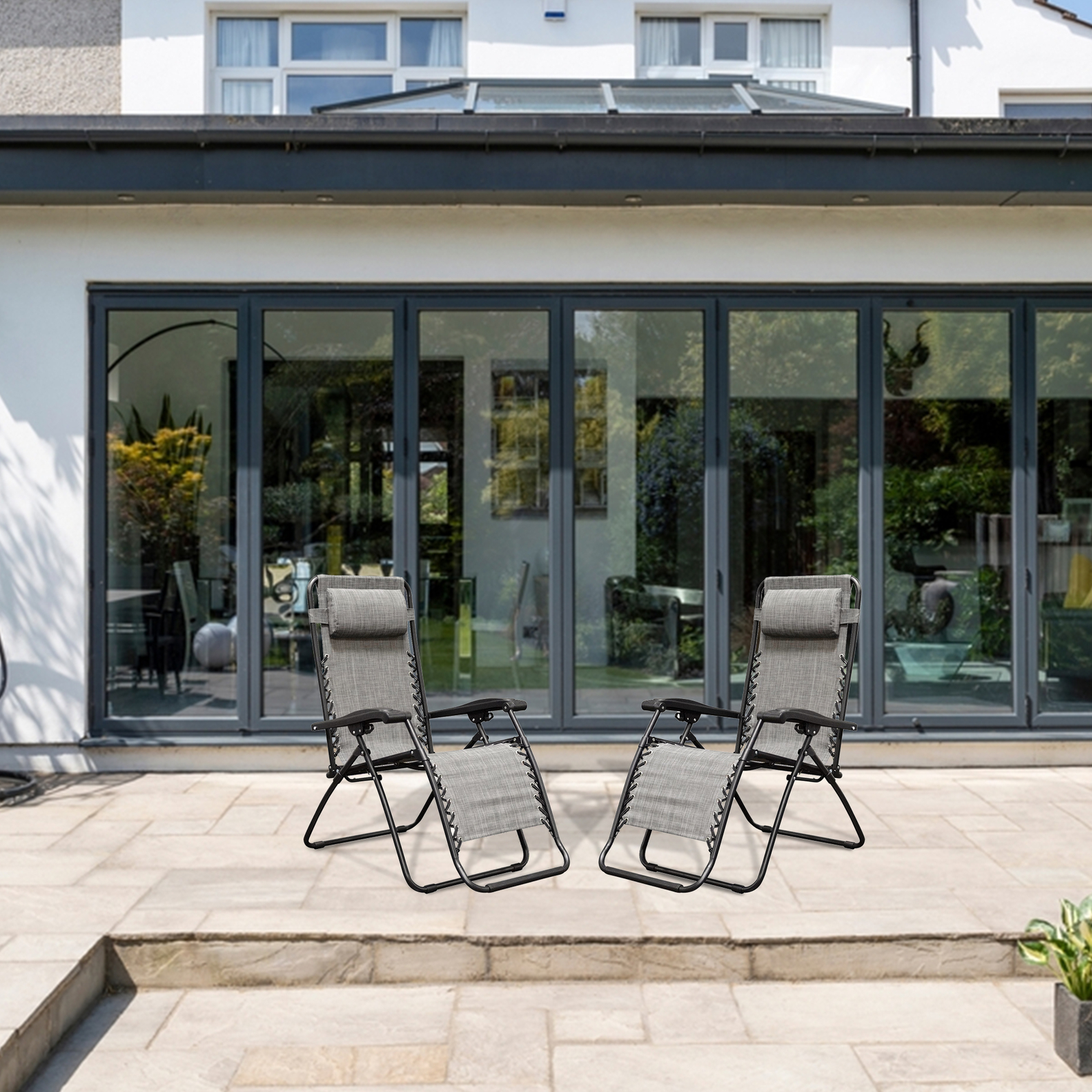 Caravan Canopy Infinity Zero Gravity Steel Frame Patio Deck Chair, Grey ...