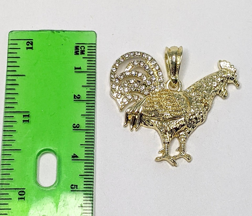 Gold Plated Rooster Chicken Pendant Charm Chinese Zodiac Gift Men Oro ...