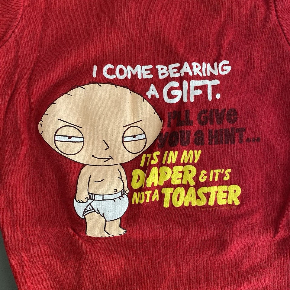 Family Guy Stewie Diaper Toaster Red Baby Bodysuit 0-6 Months ITA | eBay