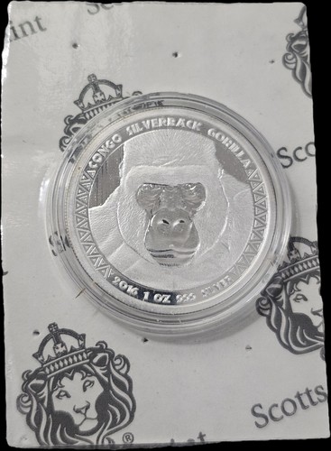 2016 Republic of Congo Silverback Gorilla 1 oz Silver Bullion Coin .999 ...