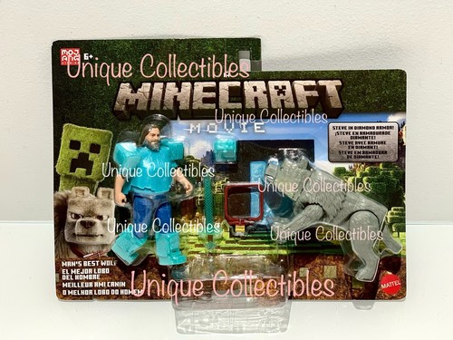 Minecraft Movie Man's Best Wolf 2 pack Figures Steve and Dennis Wolf ...