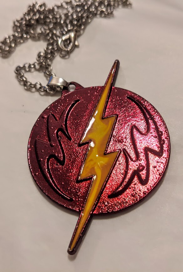 DC Comics The Flash LOGO Dark RED Pendant / NECKLACE on 20" Chain barry ...