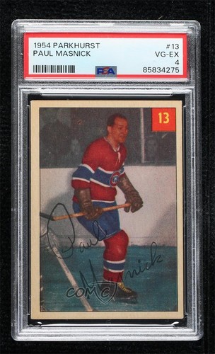 1954-55 Parkhurst Paul Masnick (Text Back) #13 PSA 4 | eBay