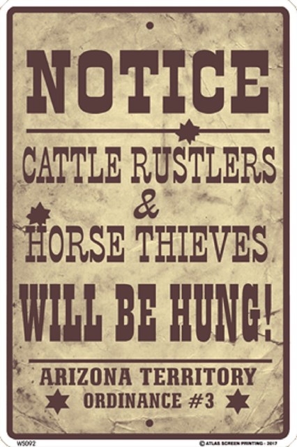 Unattended and Unruly Children Sign 10 X 15 Arizona Territory Wyatt ...