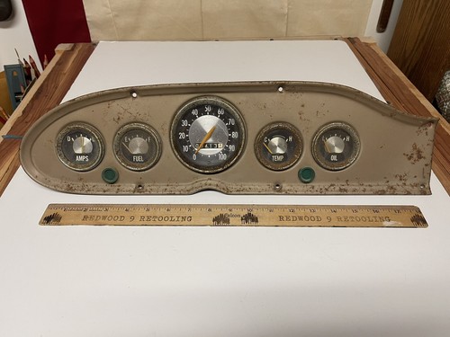 VINTAGE 60's INTERNATIONAL TRUCK GAUGE CLUSTER RAT ROD MPH FUEL OIL AIR ...