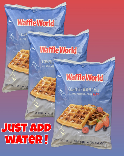 Waffle World Complete Waffle Mix Pancake Mix Just Add Water 5 lb Bags 3 ...