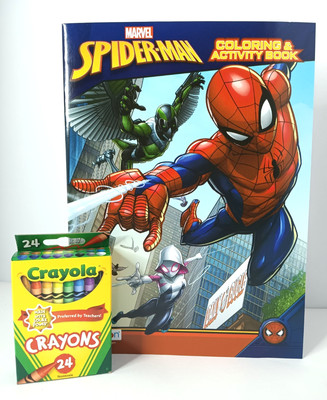 Marvel Spider-Man Coloring & Activity Book + Crayola 24 Crayons Bundle ...