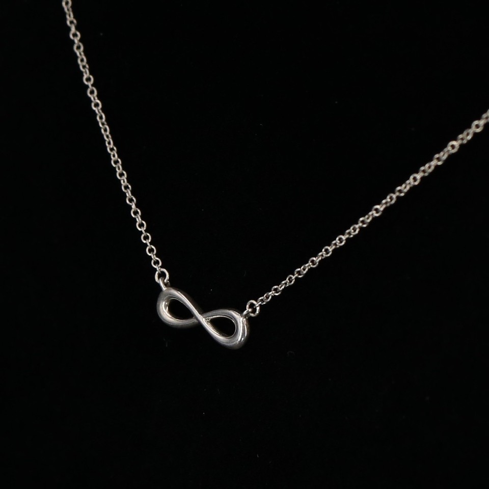 Sterling Silver TIFFANY & CO Infinity Loop Pendant 18" Cable Chain ...