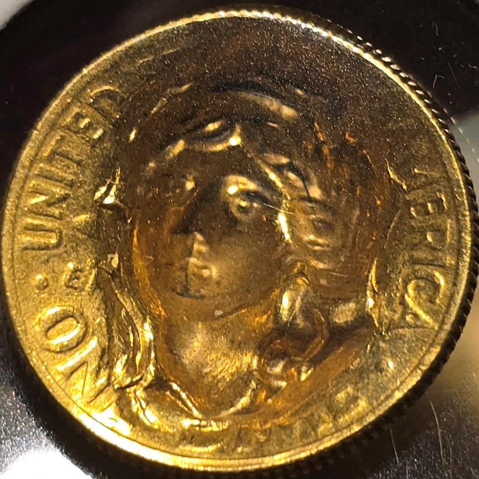 Old Repousse Pop Out Gold Plated Roosevelt Dime Lady Liberty Beautiful ...